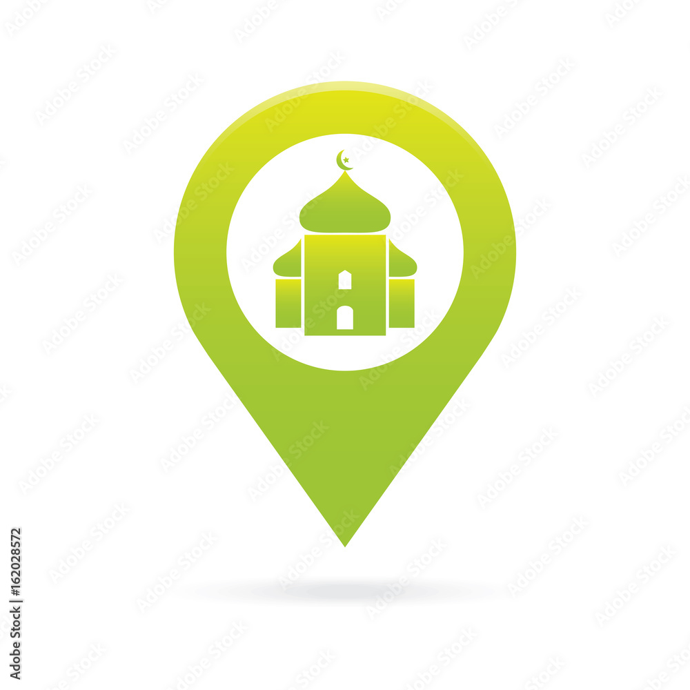 mosque, surau map pointer icon marker GPS location flag symbol Stock ...