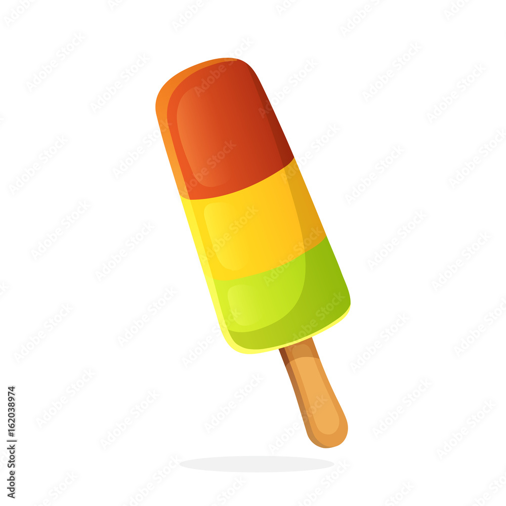Vector illustration in cartoon style. Colored ice cream fruit ice lolly ...
