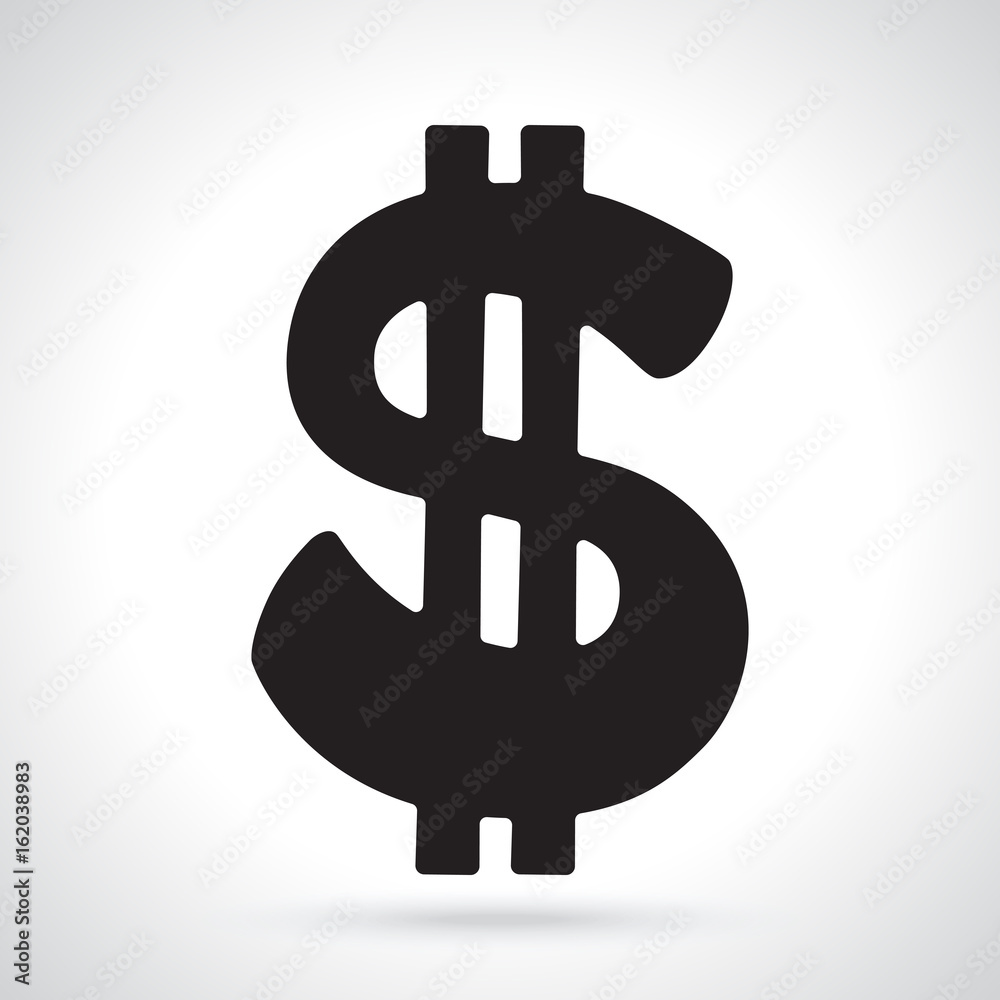 Vector illustration. Silhouette of dollar sign with two vertical lines ...
