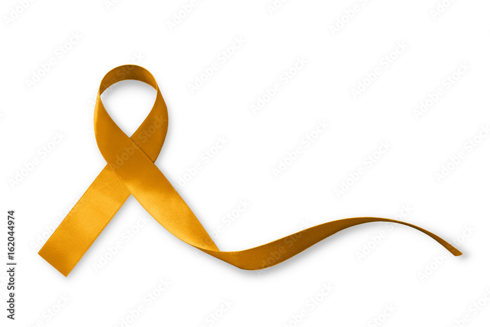 Gold ribbon symbolic color for Childhood cancer awareness (isolated ...