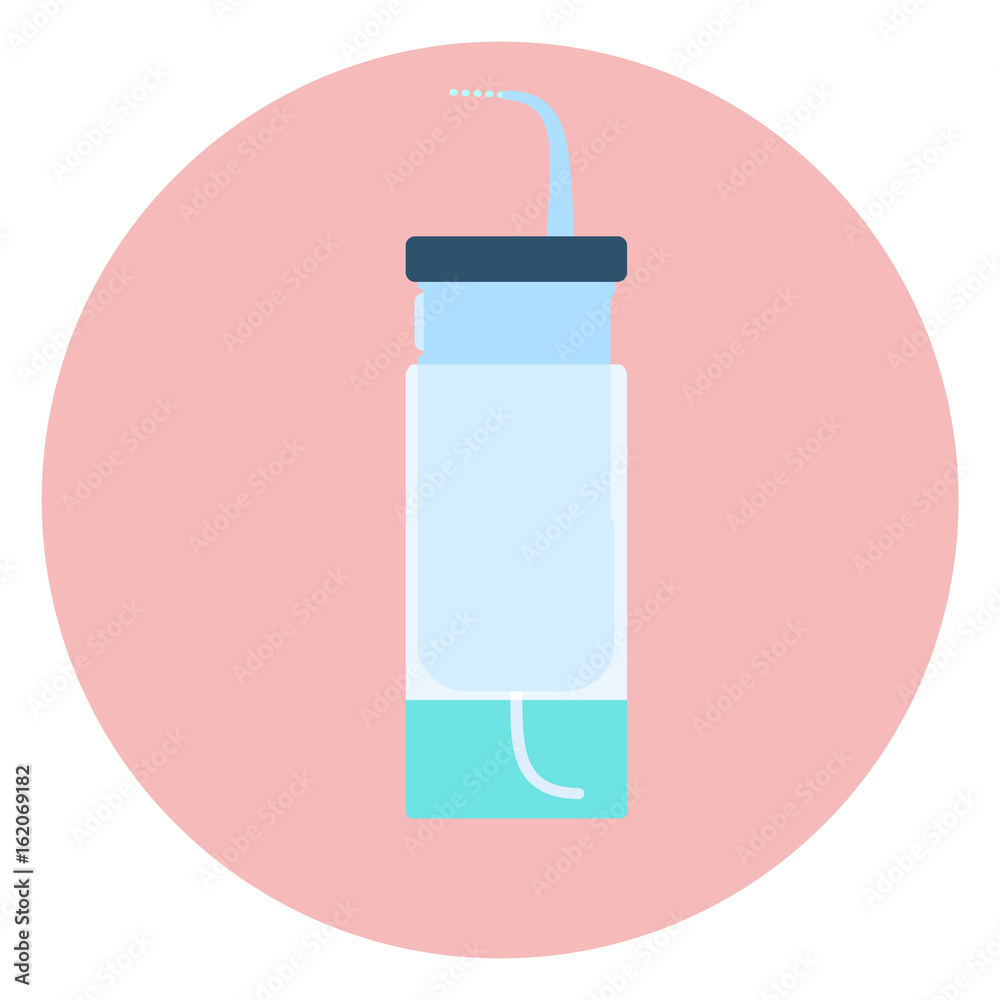 Flat vector water flosser, blue oral irrigator icon, waterpick ...