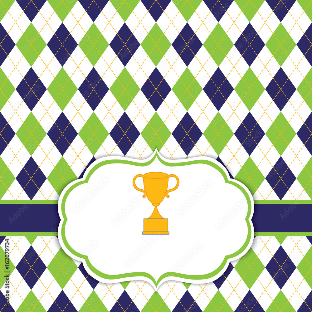 Vector Card Template with Trophy Argyle Background. Trophy Vector ...