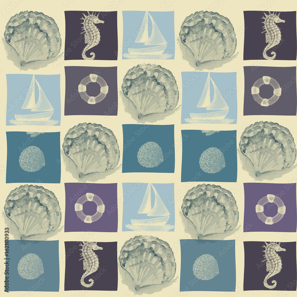 Watercolor drawing sea theme Stock Photo | Adobe Stock