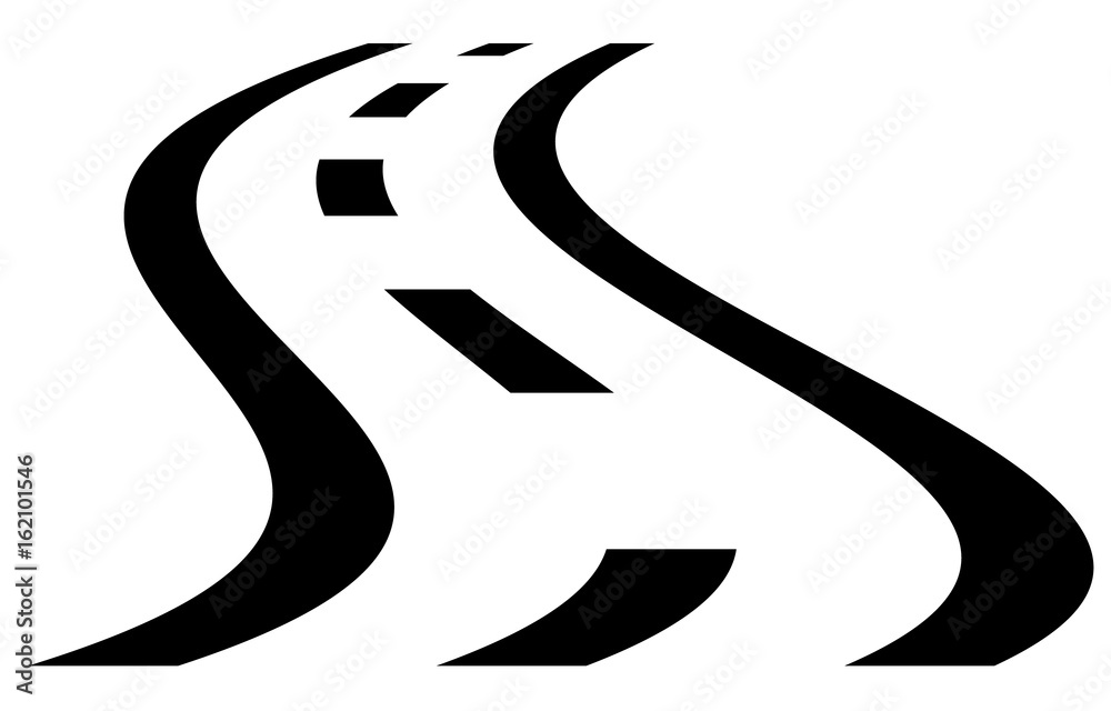 Waving road element, waving road icon. Transport, traffic, driving ...