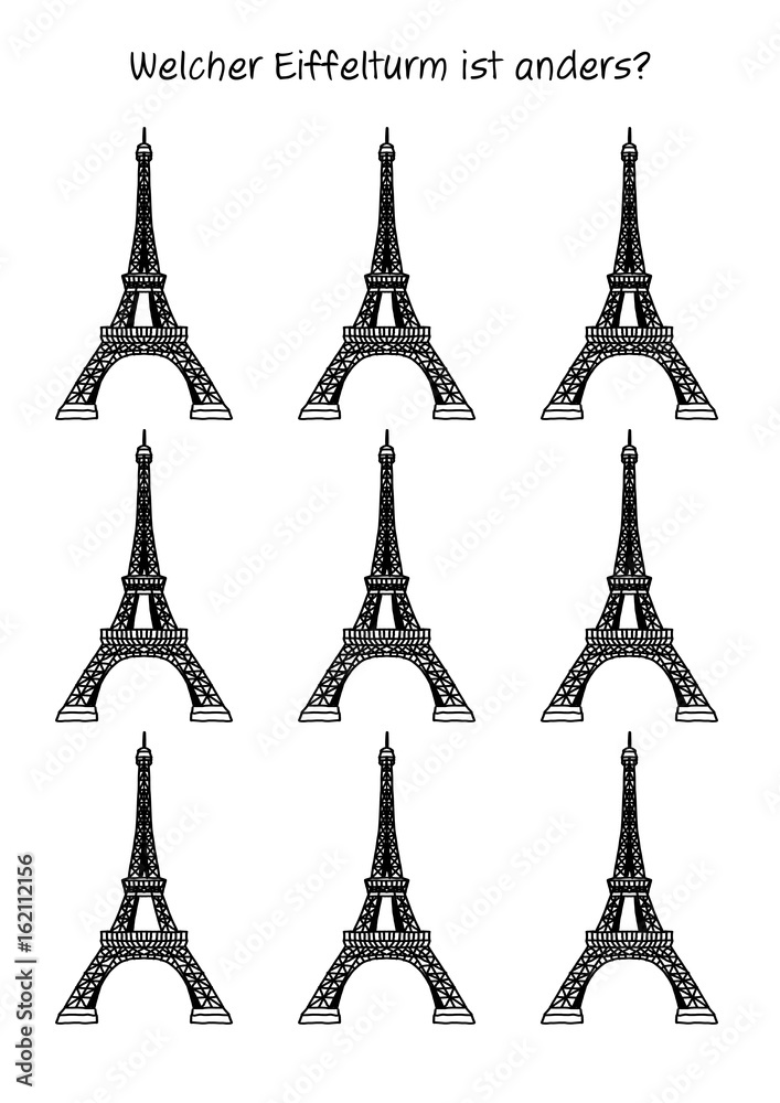 Rätselbild – Eiffelturm in Paris Stock-Illustration | Adobe Stock