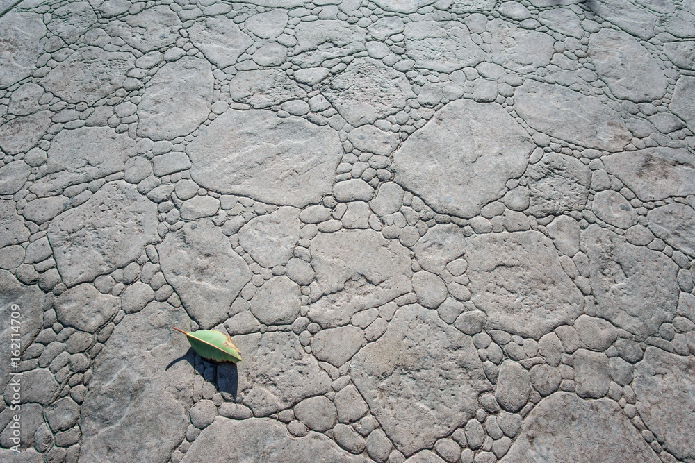 top view of stamped concrete pavement outdoor, Flat boulders and ...