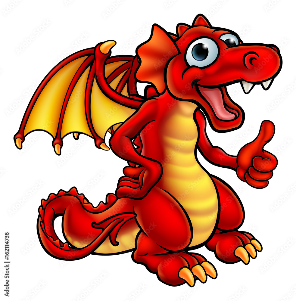 Cartoon Red Dragon Stock Vector | Adobe Stock