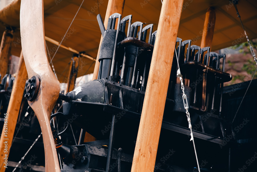 One engine with a propeller of an old aircraft. Stock Photo | Adobe Stock