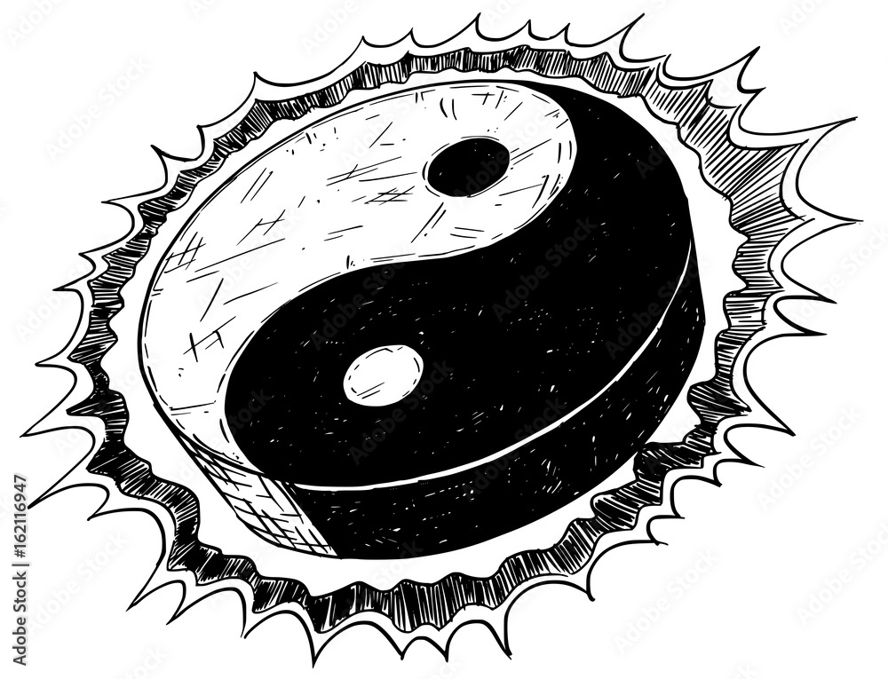 Hand Drawing of Yin Yang Jin Jang Symbol Stock Vector | Adobe Stock