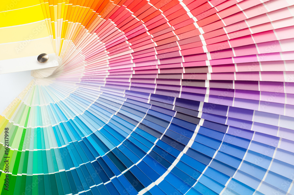 Fan with color palette, guide of acrylic paint samples Stock Photo ...