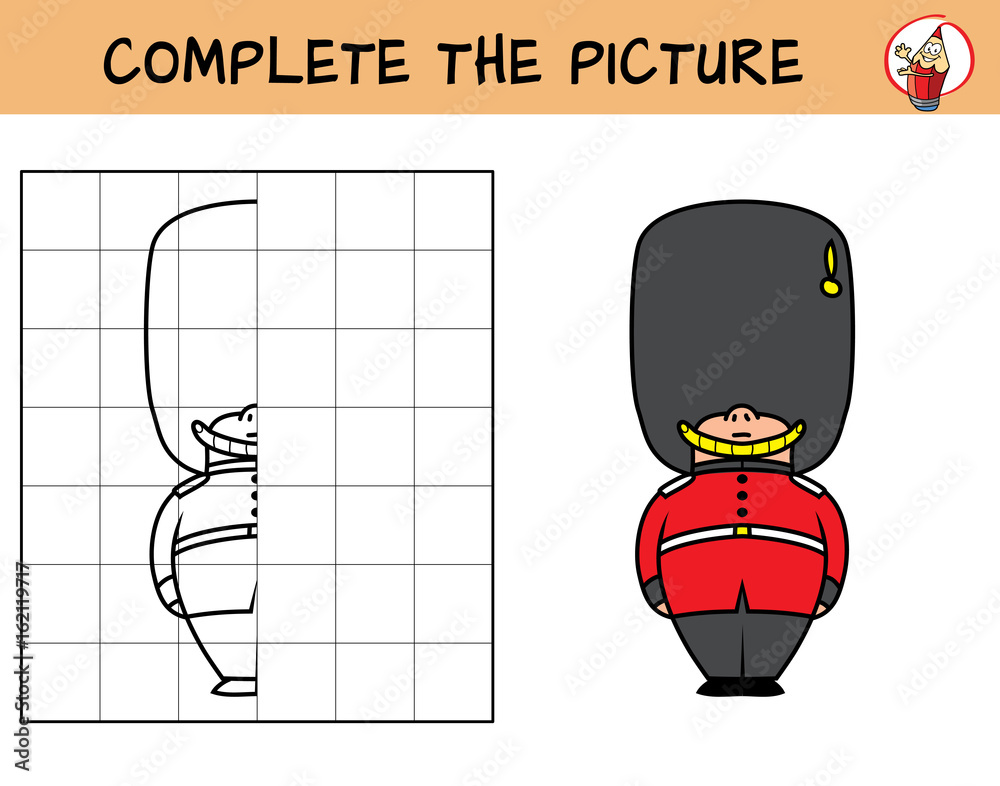 British Royal Guard. Copy the picture. Coloring book. Educational game ...