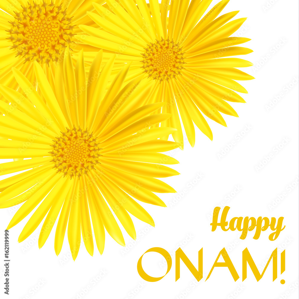 Happy Onam. Flower greetings for South Indian Festival Onam. Vector ...