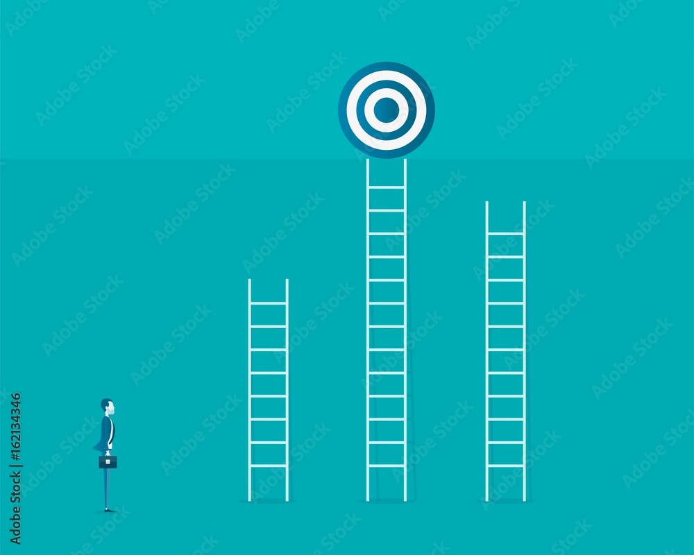 flat vector business man choose stair for going to target concept Stock ...