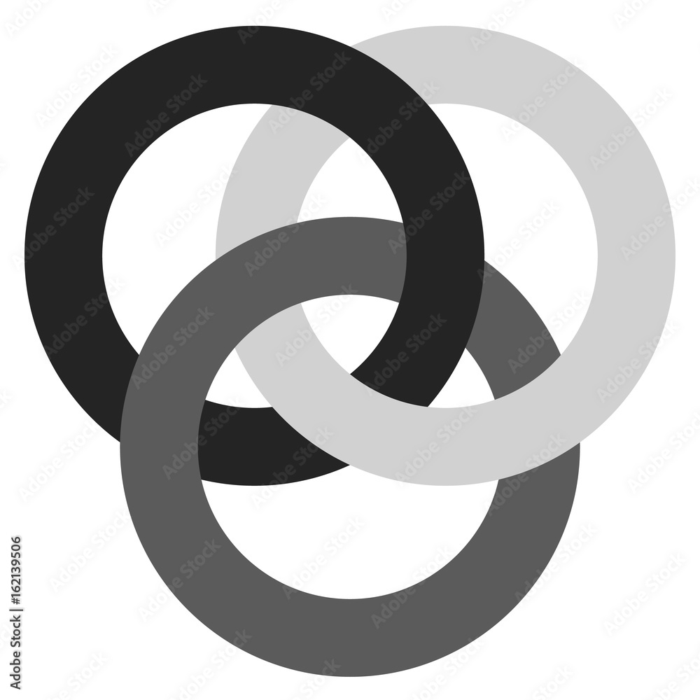 Vecteur Stock Icon with 3 interlocking circles. rings. Abstract symbol ...