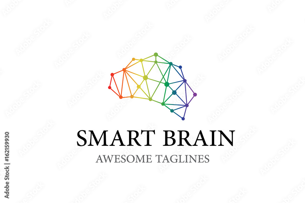 Smart Brain Concept Logo Symbol Design Template Flat Style Vector Stock ...