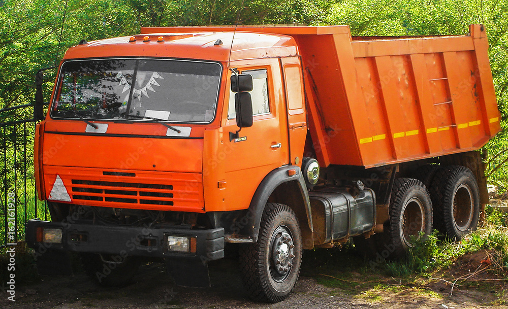 Truck, lorry, orange truck, trucking industry, dumper, tip truck, tip ...