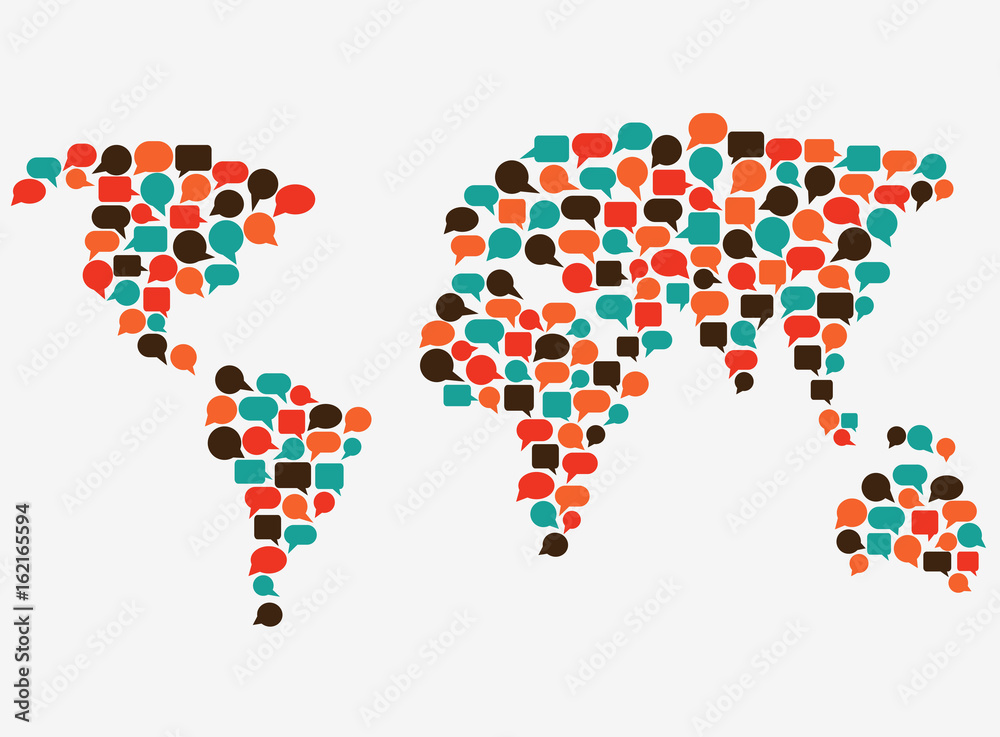 World map made of colorful speech bubbles Stock Vector | Adobe Stock