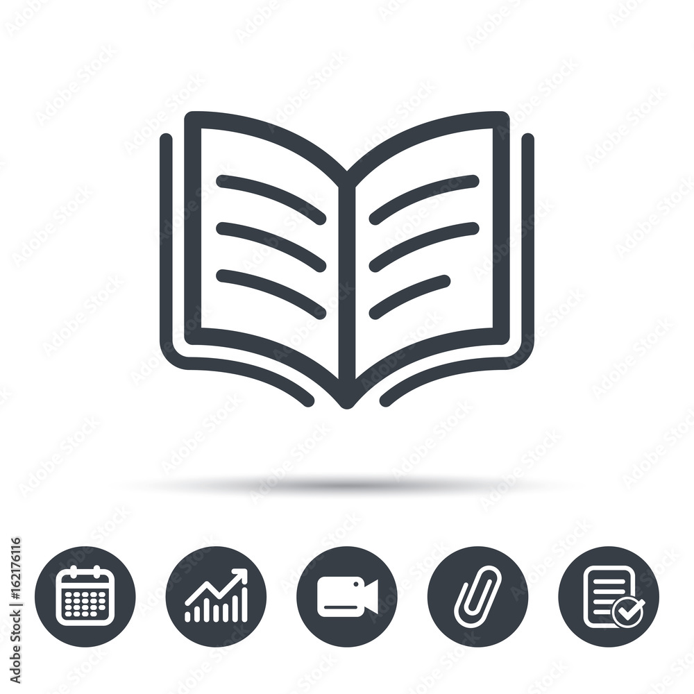 Book icon. Study literature sign. Education textbook symbol. Calendar ...