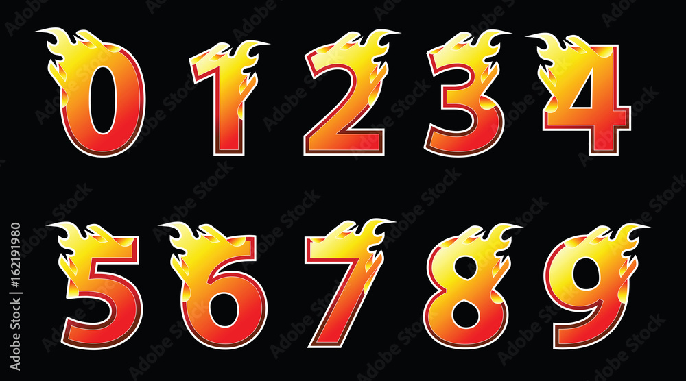 Numbers fire logo design. Stock Vector | Adobe Stock