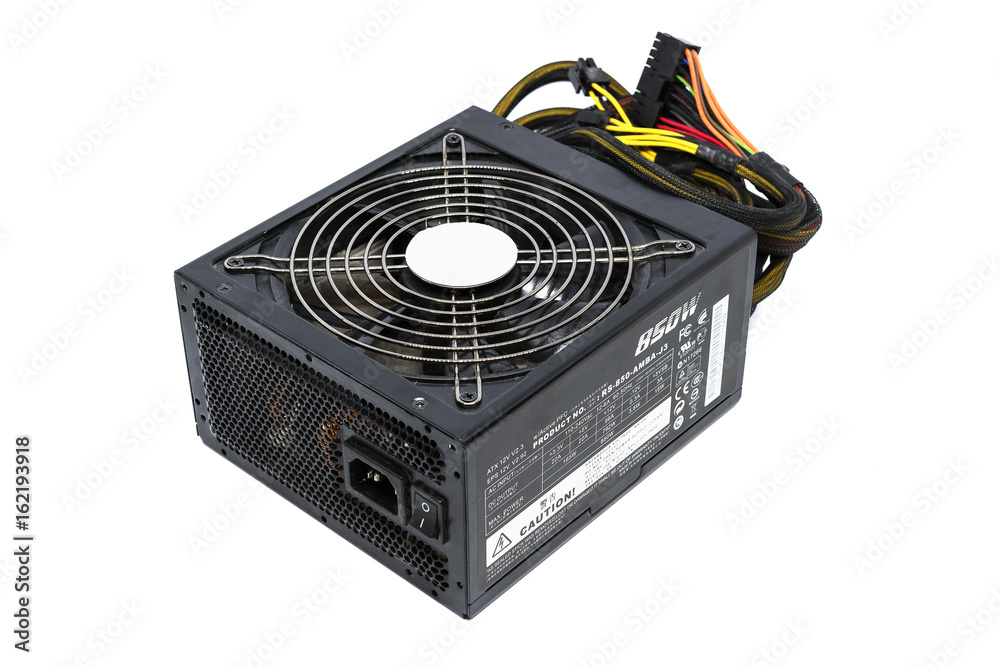 850W Power supply unit with cable and switch I O, black color for full ...