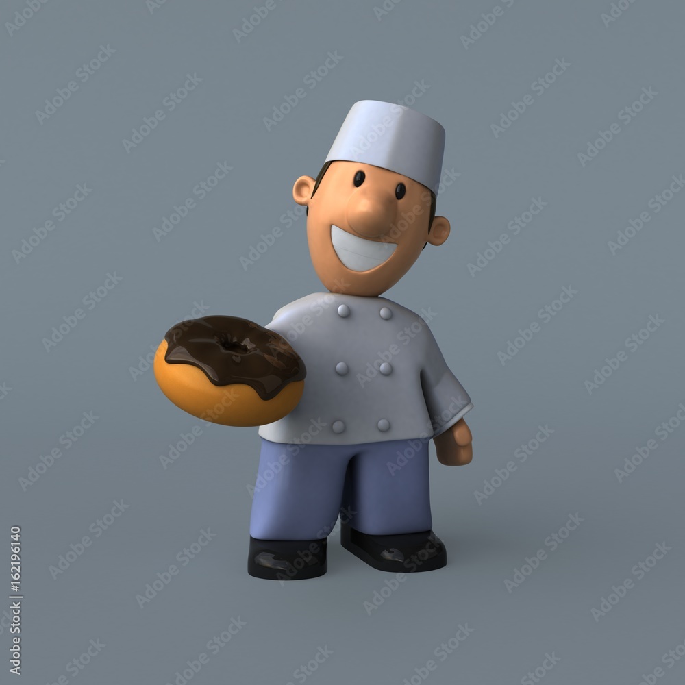 Cartoon baker - 3D Illustration Stock Illustration | Adobe Stock