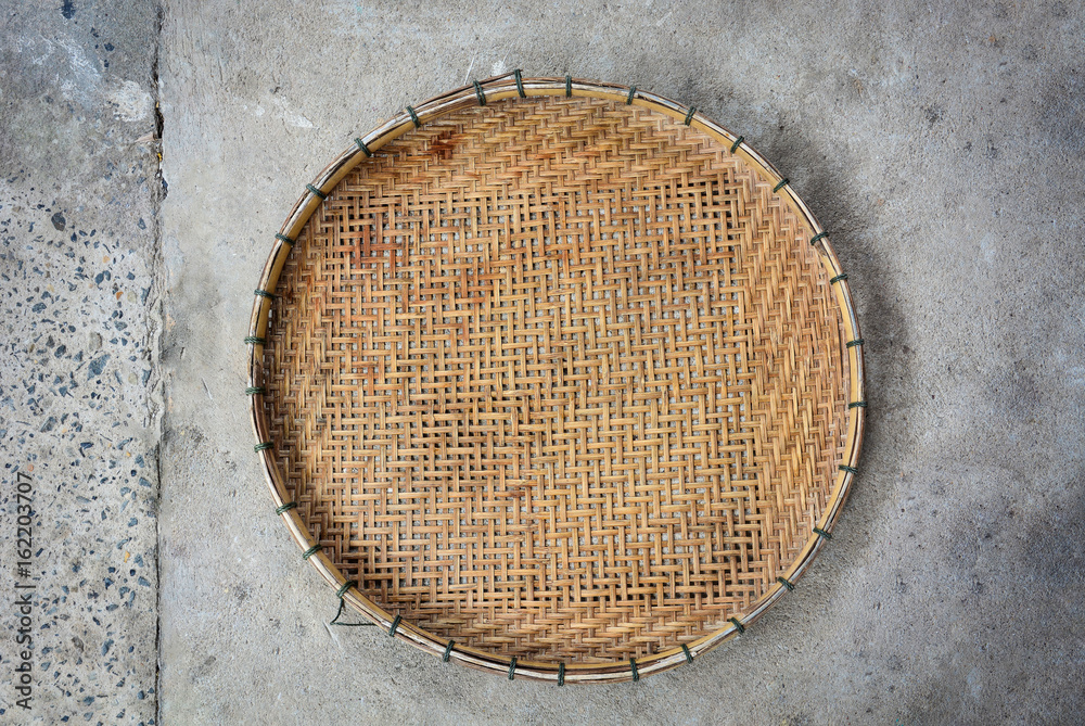 winnowing basket, bamboo threshing basket use for food airing on cement ...