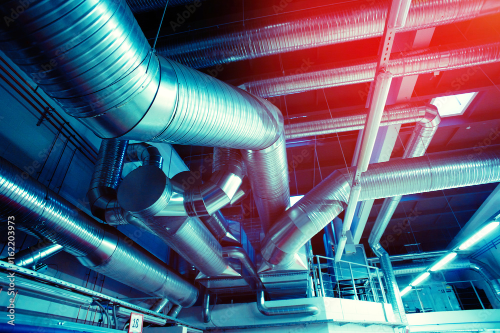 Ventilation pipes and ducts of industrial air condition Stock Photo ...
