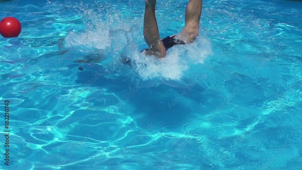 Young Man Dive in Swimming Pool,Slow Motion Stock Video | Adobe Stock
