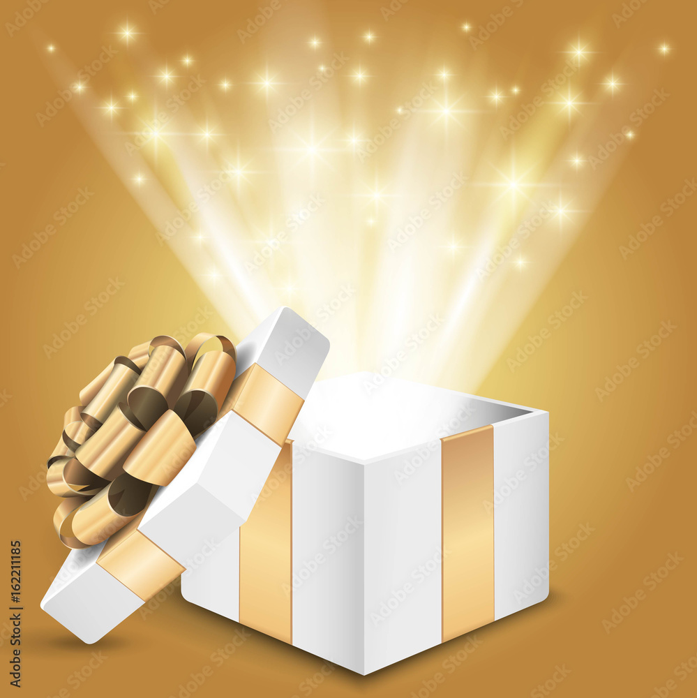 Gift box with shining light Vector Stock Vector | Adobe Stock