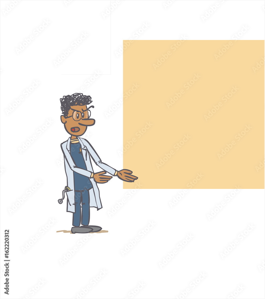 white male doctor showing something. The character is angry, sad, and ...