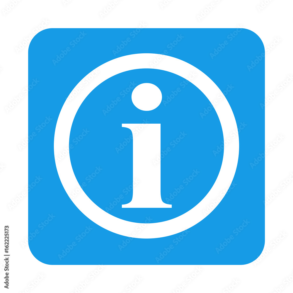 Icono plano i en circulo en cuadrado azul Stock Illustration | Adobe Stock