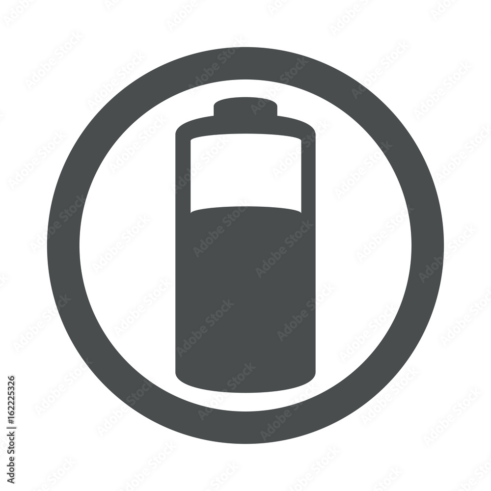 Icono plano pila electrica en circulo color gris Stock Illustration ...