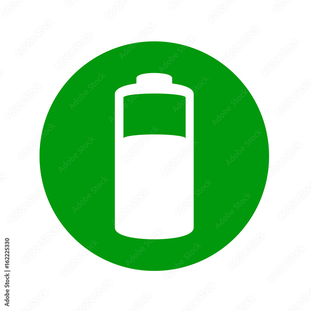 Icono plano pila electrica en circulo verde Stock Vector | Adobe Stock