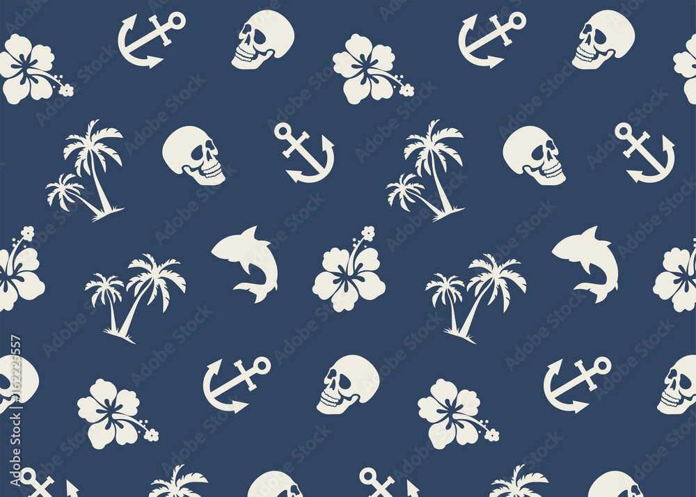 Seamless Tropical Beach Pattern Stock Vector | Adobe Stock