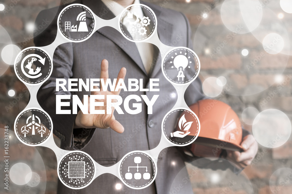 Renewable Energy Industry 4.0 Clean Energy Manufacturing Concept. Man ...