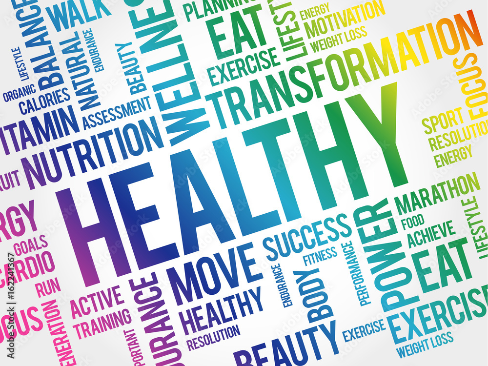 HEALTHY word cloud background, health concept Stock Vector | Adobe Stock