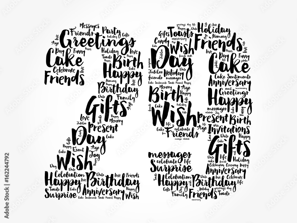 Happy 29th birthday word cloud collage concept Stock Vector | Adobe Stock