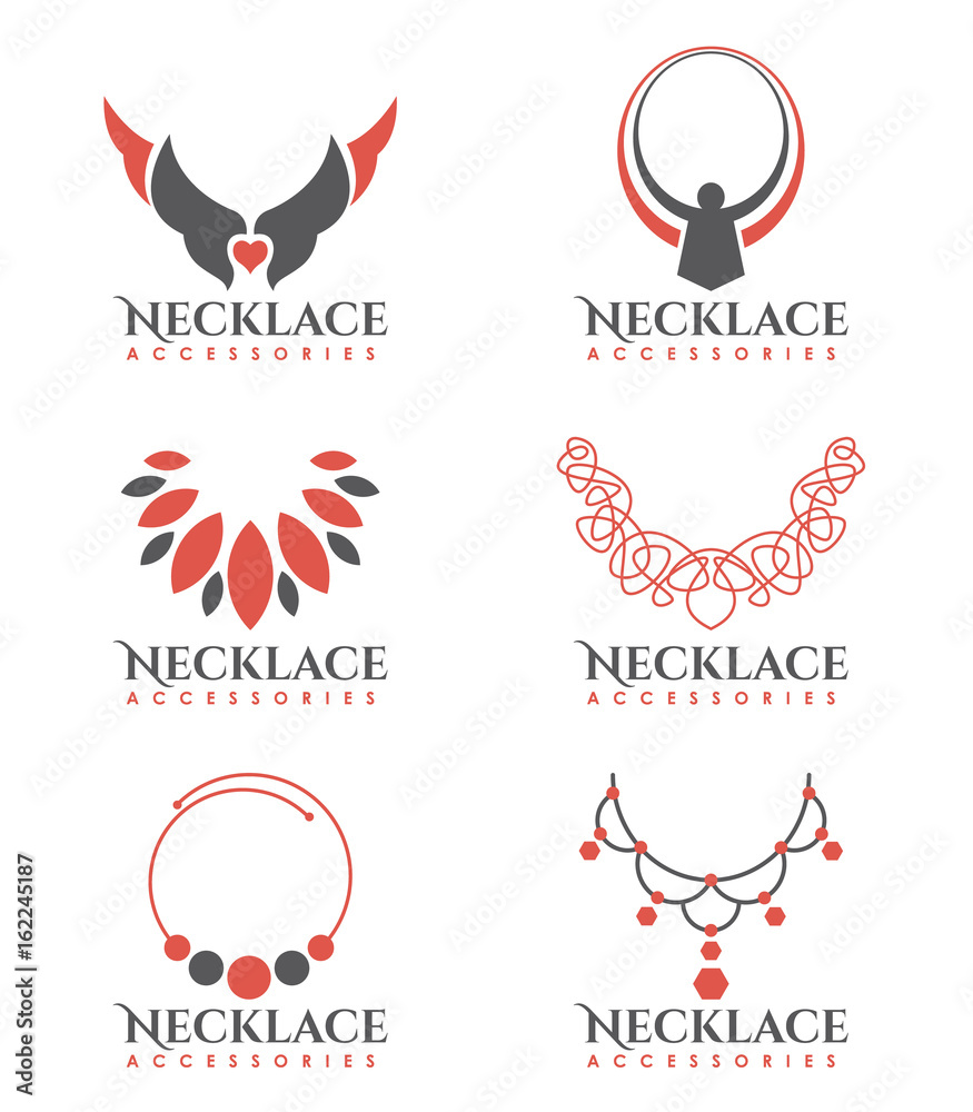 Orang and gray Necklace logo vector art set design Stock Vector | Adobe ...