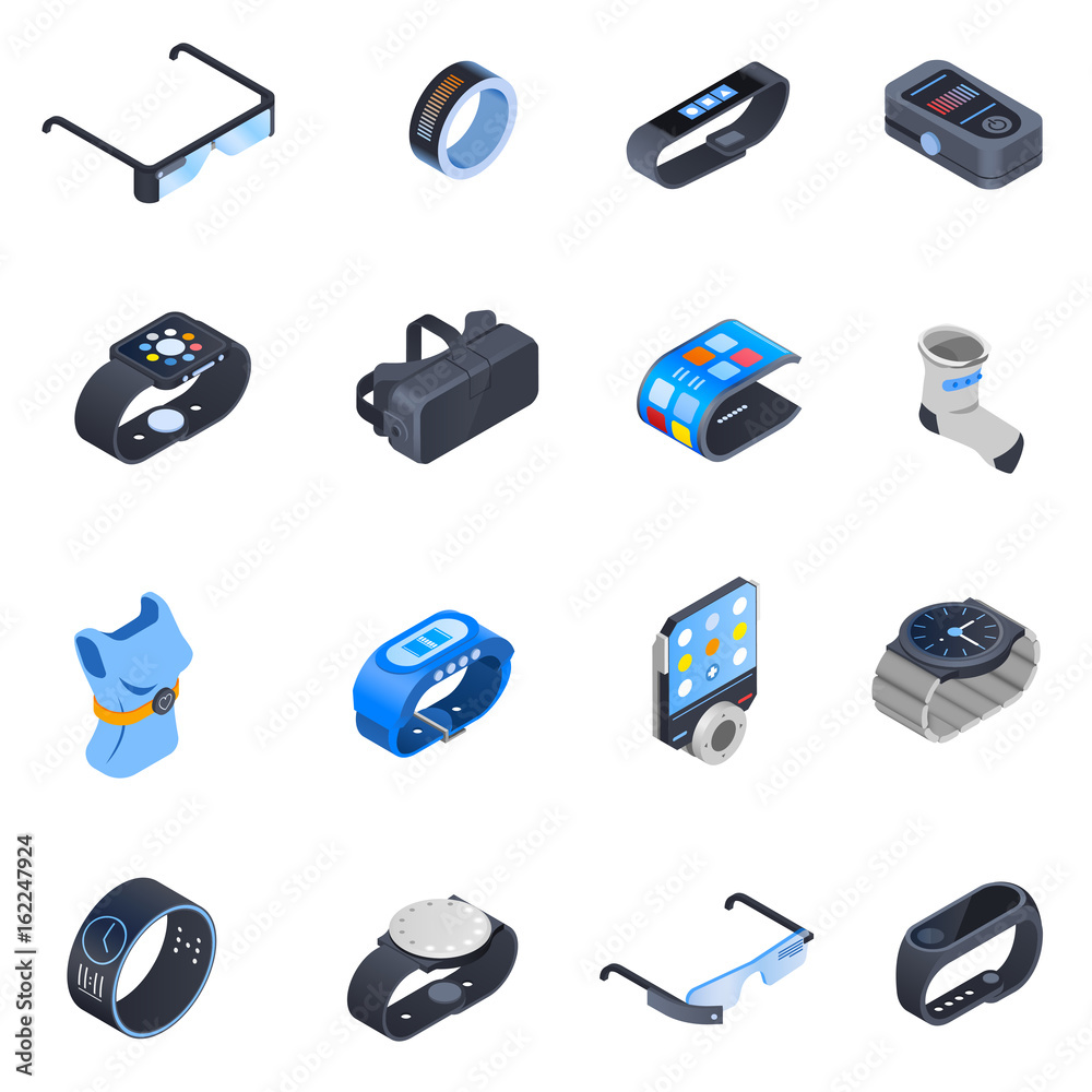 Wearable Technology Isometric Icons Set Stock Vector | Adobe Stock