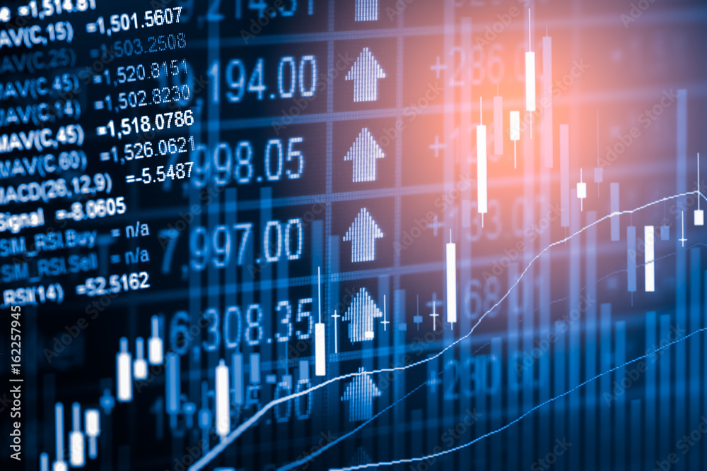 Index graph of stock market financial indicator analysis on LED ...