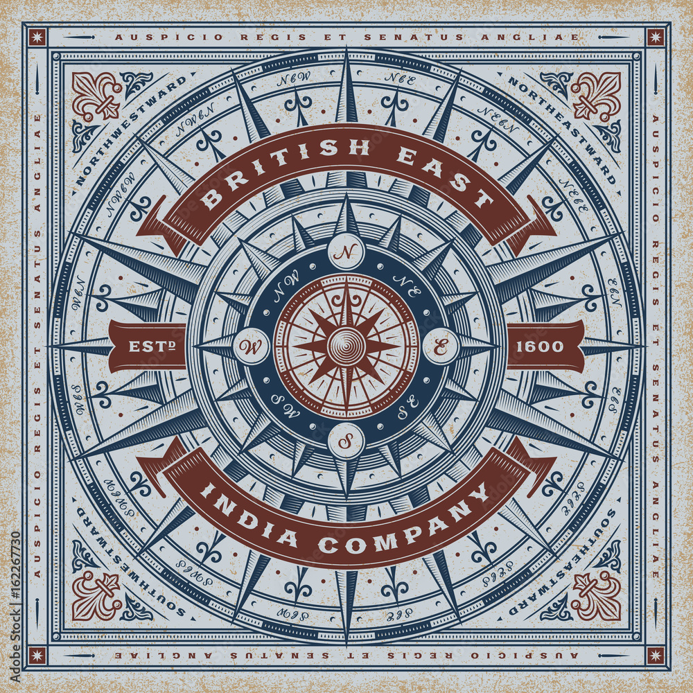 Vintage British East India Company Nautical Typography Stock Vector ...