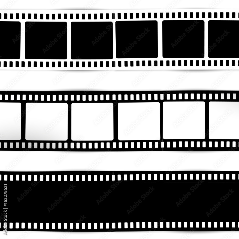 film, movie, photo, filmstrip set of film frame, vector illustration ...