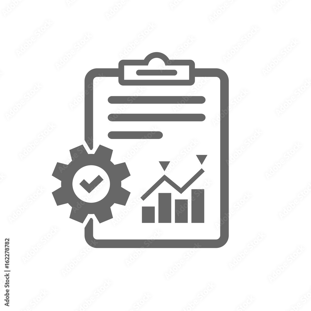 Project management icon. Report document with cogwheel symbol. File ...