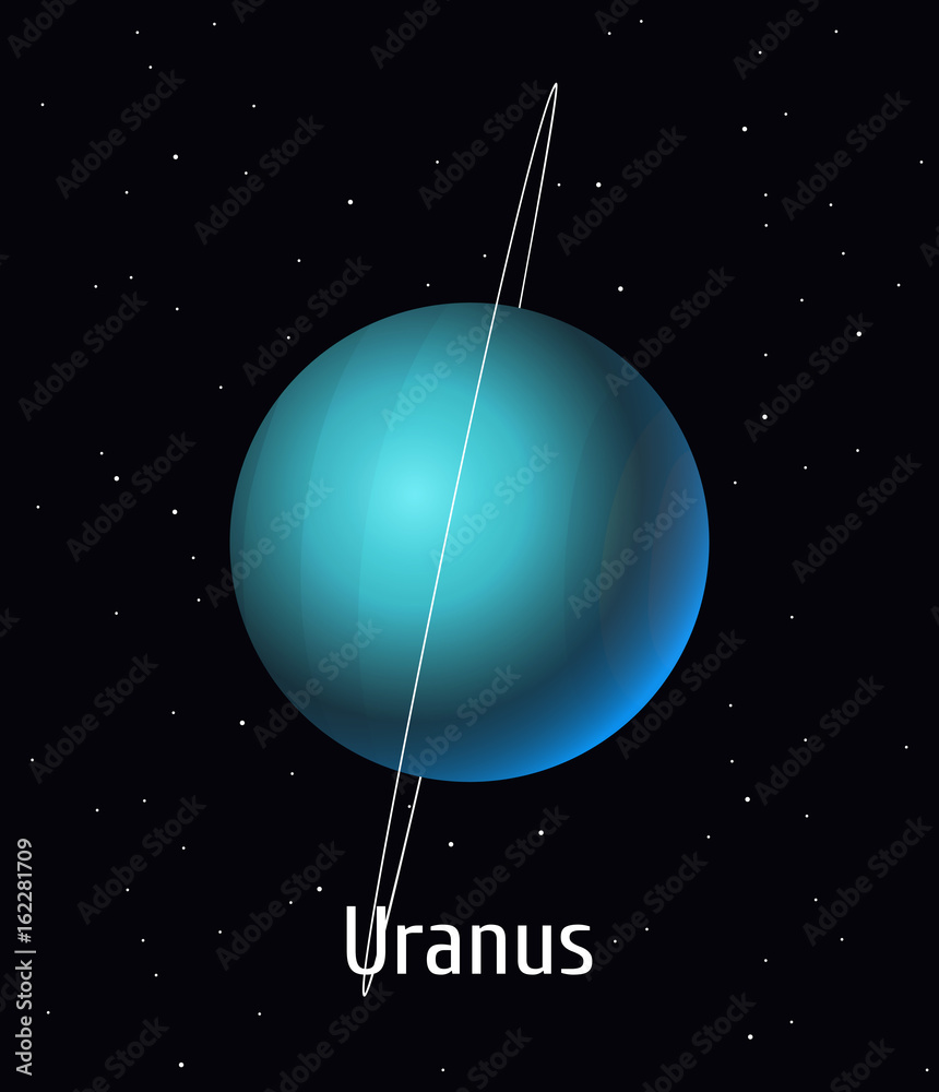 Vector illustration Solar System object. Uranus on space background ...