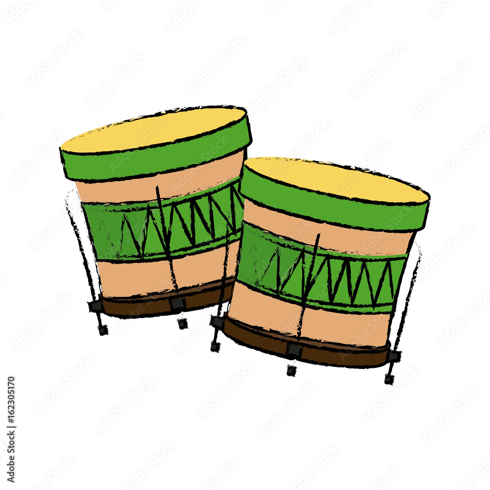 brazilian samba batucada drum instrument music vector illustration ...