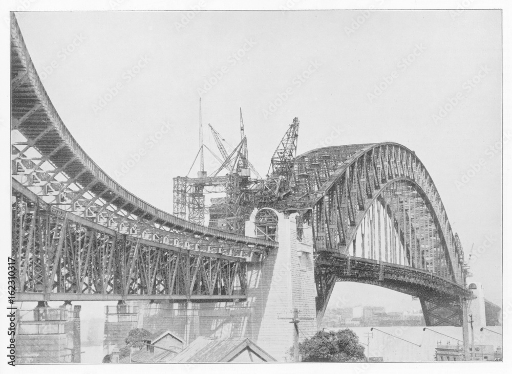 Sydney Harbour Bridge construction. Date: 1931 Stock Photo | Adobe Stock