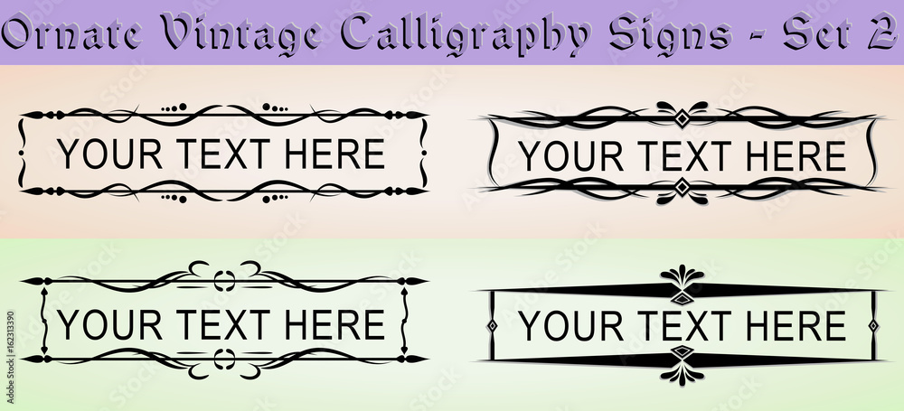 Ornate Vintage Calligraphy Signs - Set 2 Stock Vector | Adobe Stock