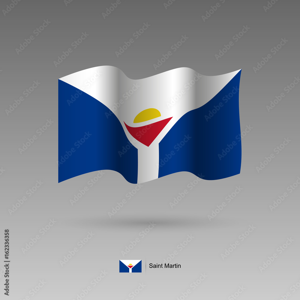 Saint Martin flag. Official colors and proportion correctly. High ...