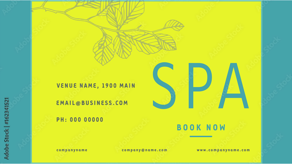 Visiting card with spa text against green leaf background Stock Vector ...