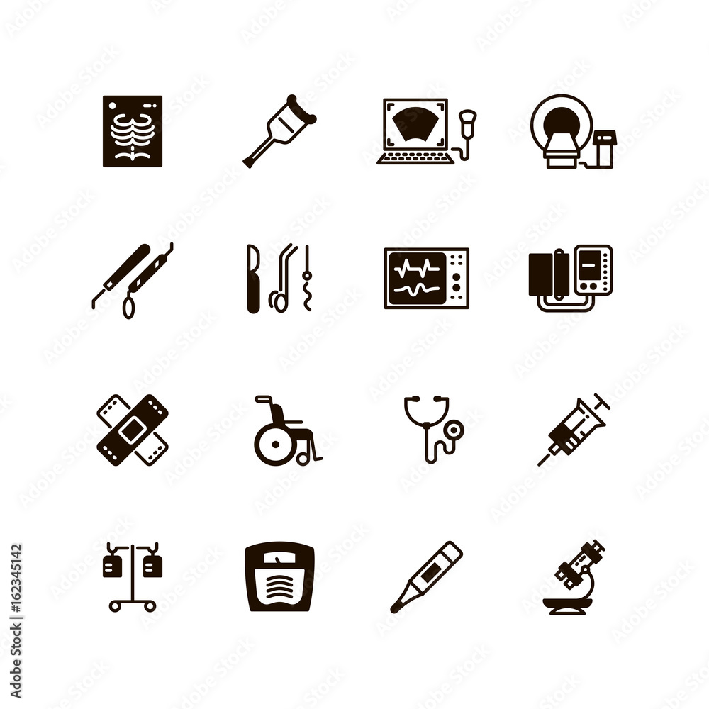 Medical devices and equipment vector icons Stock Vector | Adobe Stock